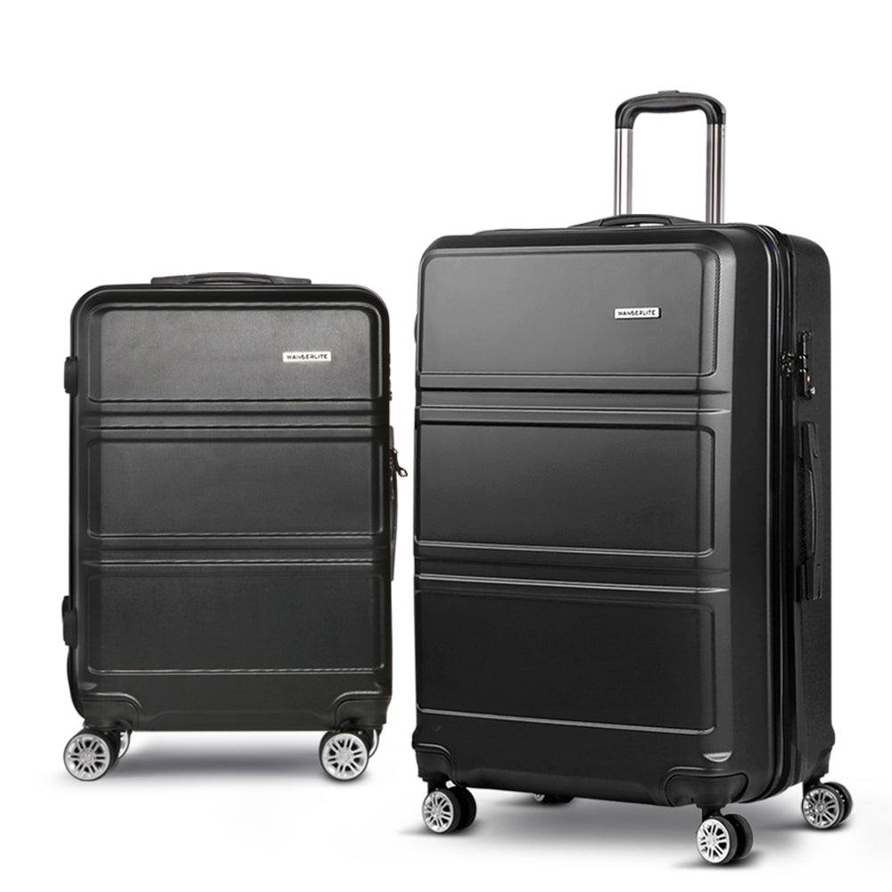 Wanderlite 2pc Luggage Trolley Set Suitcase Travel TSA Carry On Hard C ...